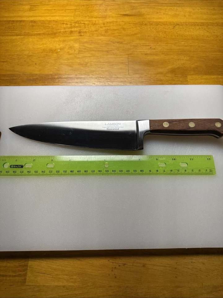Lamson Sharp Chef Knife 8” Hi Carbon Forged Stainless Steel Rosewood ...