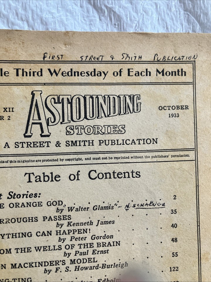 Astounding Stories (Oct. 1933) The Orange God Walter - Glamis | eBay