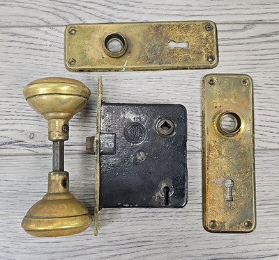 Vtg RHC Reading Hardware Mortise Door Lock w/ Plates & Door Knob | eBay