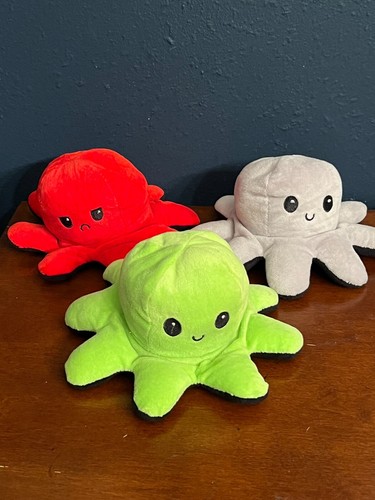 Octopus Reversible Happy Sad Plush Lot Of 3 Small Colorful Soft | eBay
