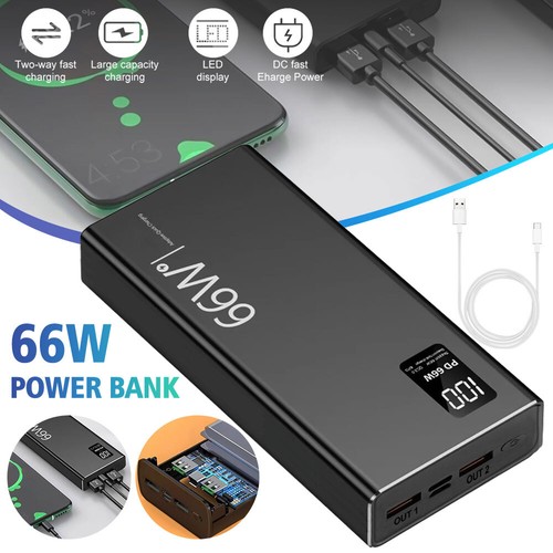 66W 40000mAh Power Bank Fast Charging Charger External Battery 4 ...