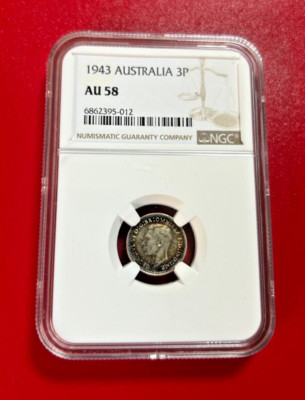 1943 AUSTRALIA 3 PENCE SILVER NGC AU 58 | eBay