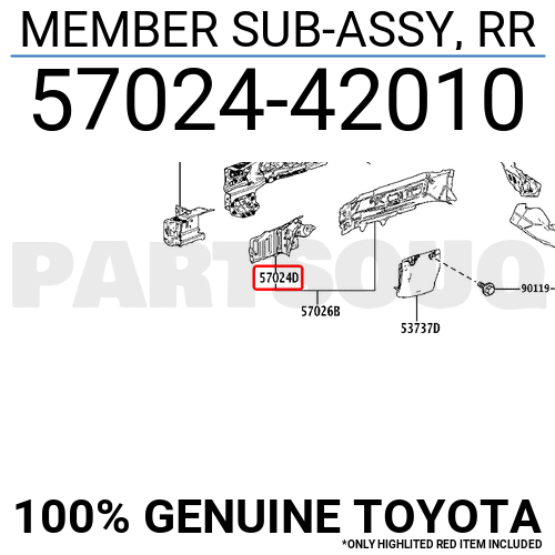 5702442010 Genuine Toyota MEMBER SUB-ASSY, RR 57024-42010 | eBay