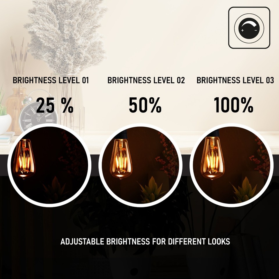 Vintage LED Filament Light Bulb Edison Screw Clear Amber Glass E27 B22 ...