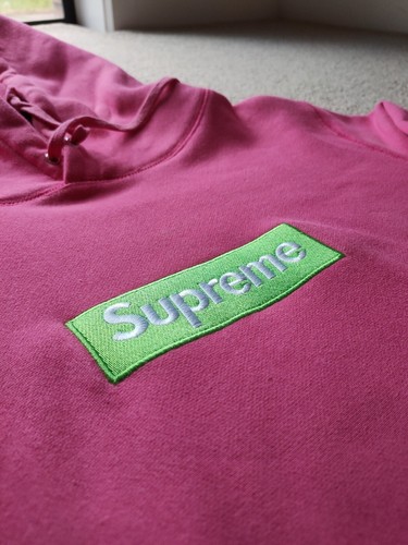 2017 FW17 SUPREME BOX LOGO HOODED SWEATSHIRT MAGENTA PINK NEON GREEN ...
