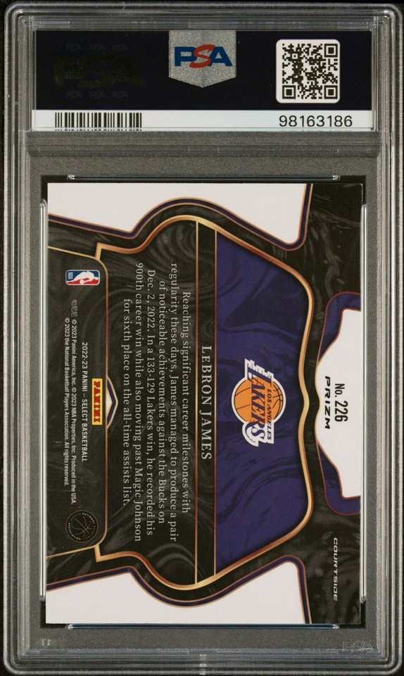 2022-23 Panini Select Lebron James Elephant Prizm Courtside Lakers PSA ...