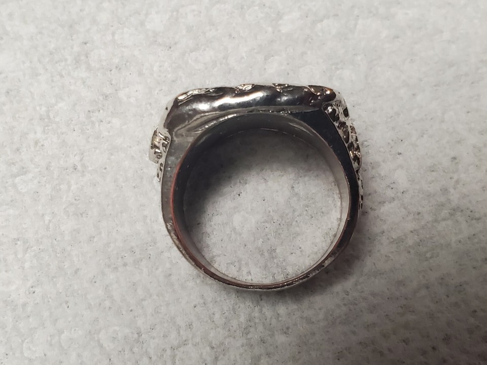 CHOPPER HEAVY SILVER TONE MENS RING MOTORCYCLE RIDER BIKER ~ EAGLE ...