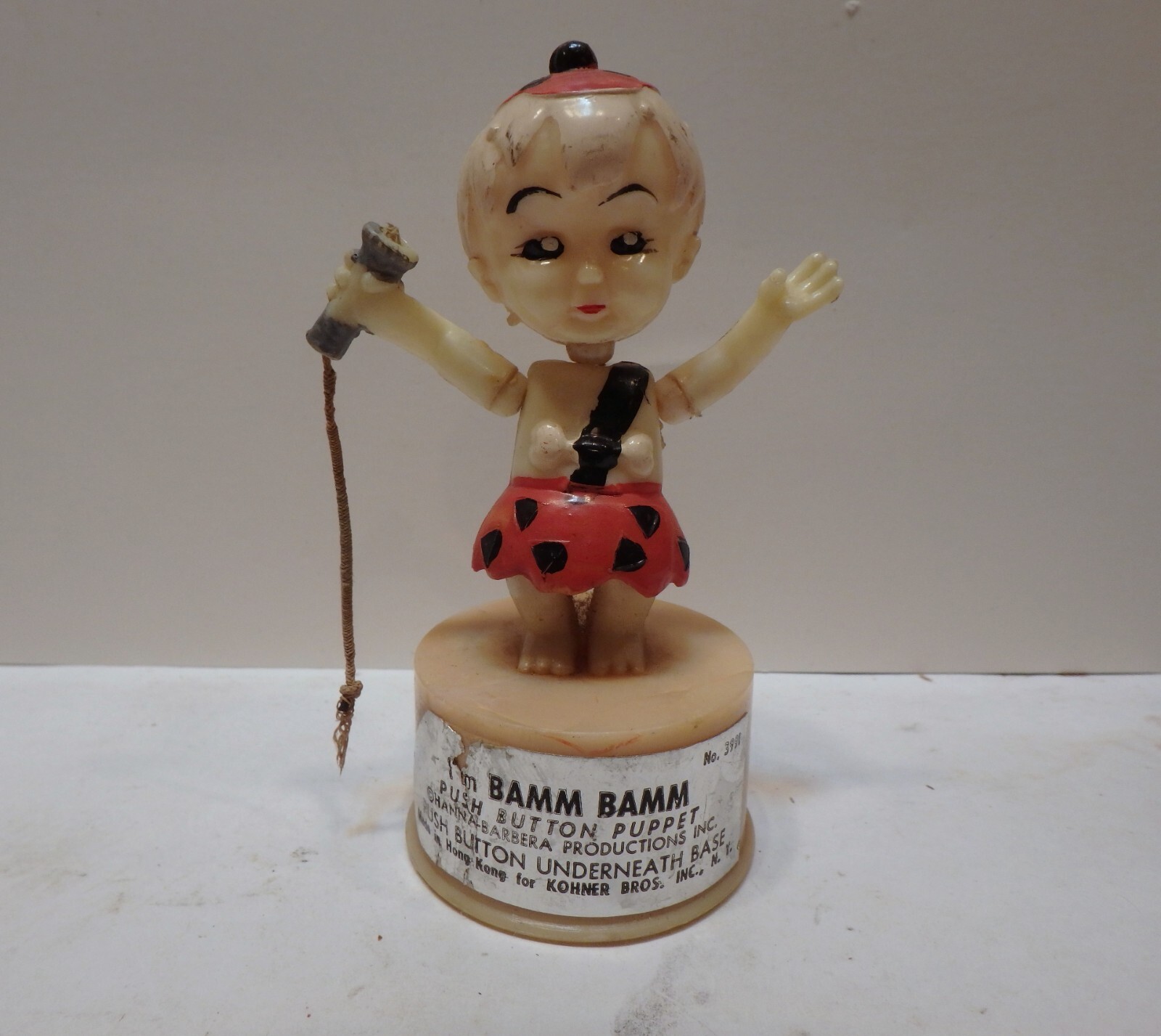 VINTAGE 1960's BAMM BAMM FLINTSTONE HANNA BARBERA PUSH BUTTON PUPPET ...