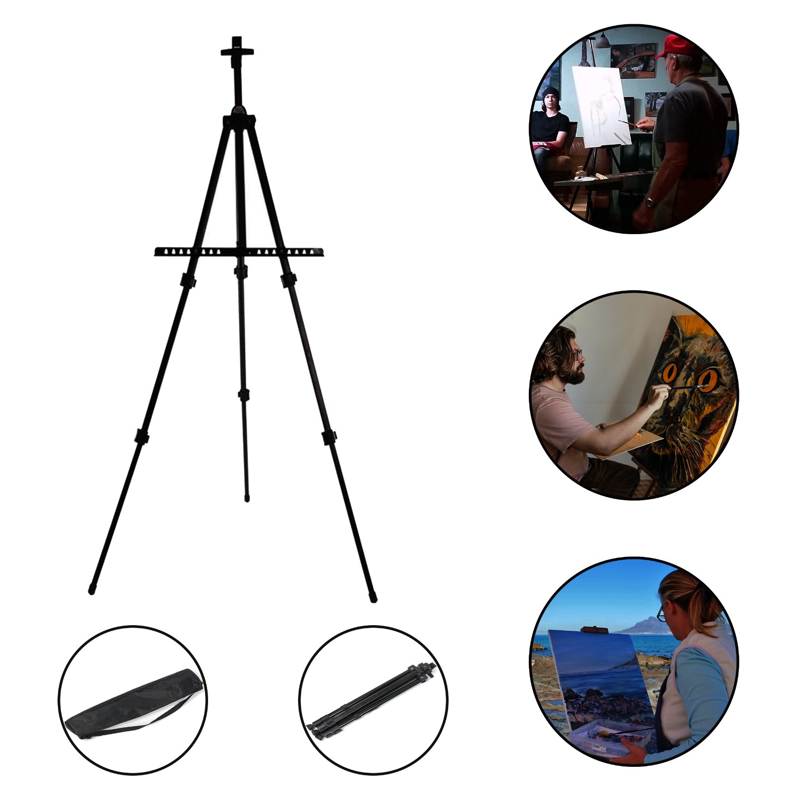 STUDIO EASEL ARTIST ART CRAFT DISPLAY EASEL METAL FULL STANDING TRIPOD ...
