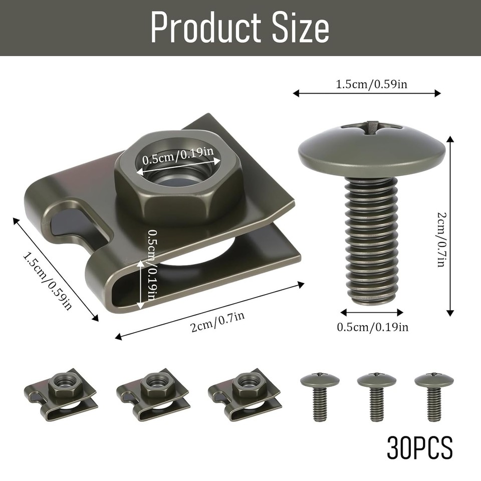 30 PCS U-Shaped Fasteners with M6 Screw Hole U-Shaped Nut Clip Set in ...
