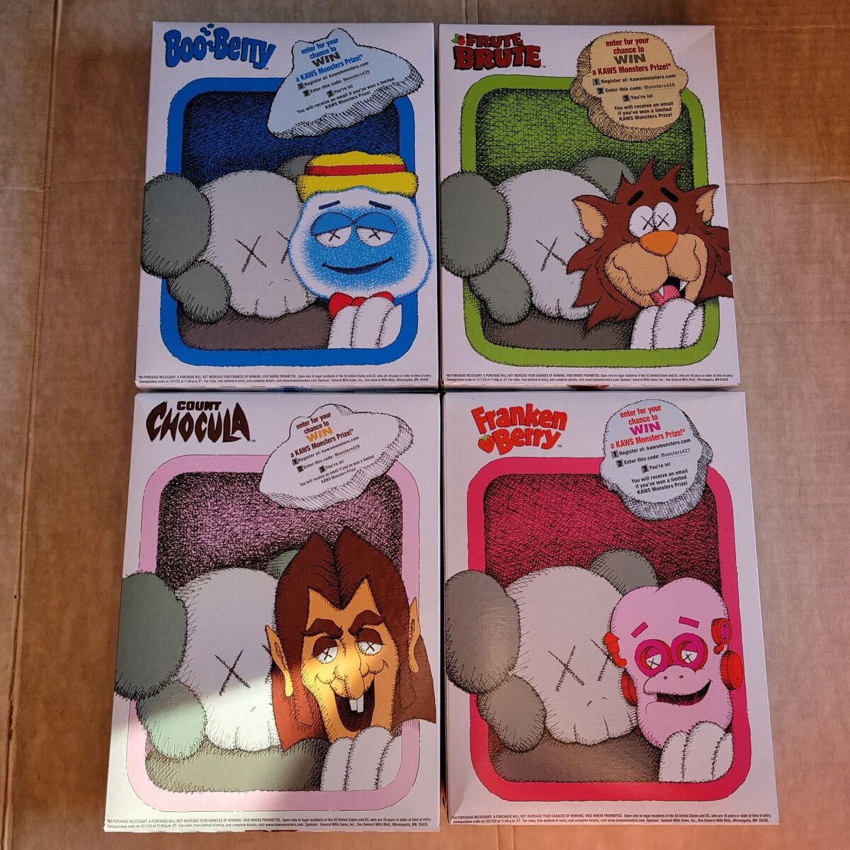 Rare New 2022 Kaws Monsters cereal Booberry Frankenberry Rare New 2022 Kaws Monsters cereal Booberry Frankenberry