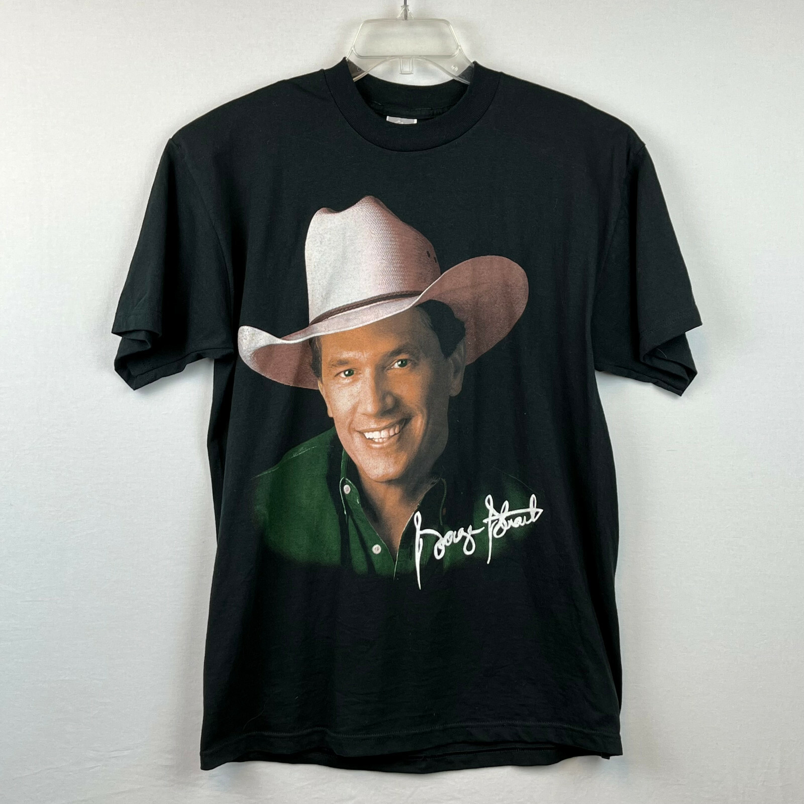 Vintage 1990s George Strait Concert T-Shirt Black Lar… - Gem