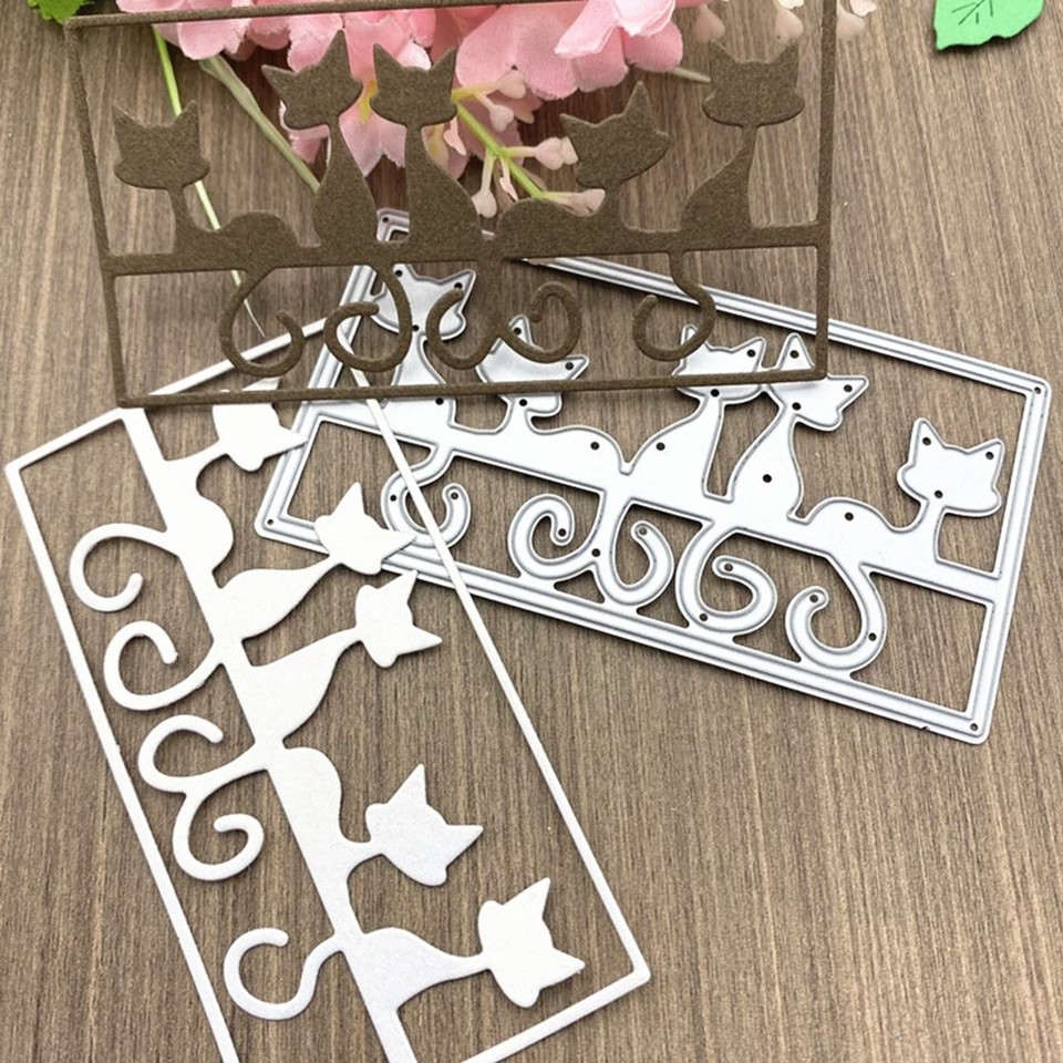 5 Cats Cutting Dies for Card Making, Cute Animal Metal Die Cuts Stencil ...