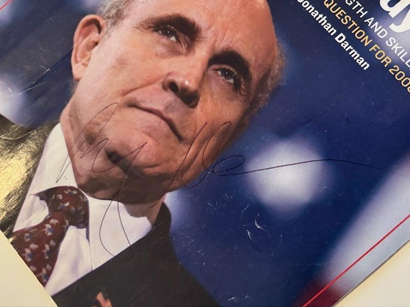 TWO (2) Rudy Giuliani autographs: Book "Leadership" and Newsweek ...