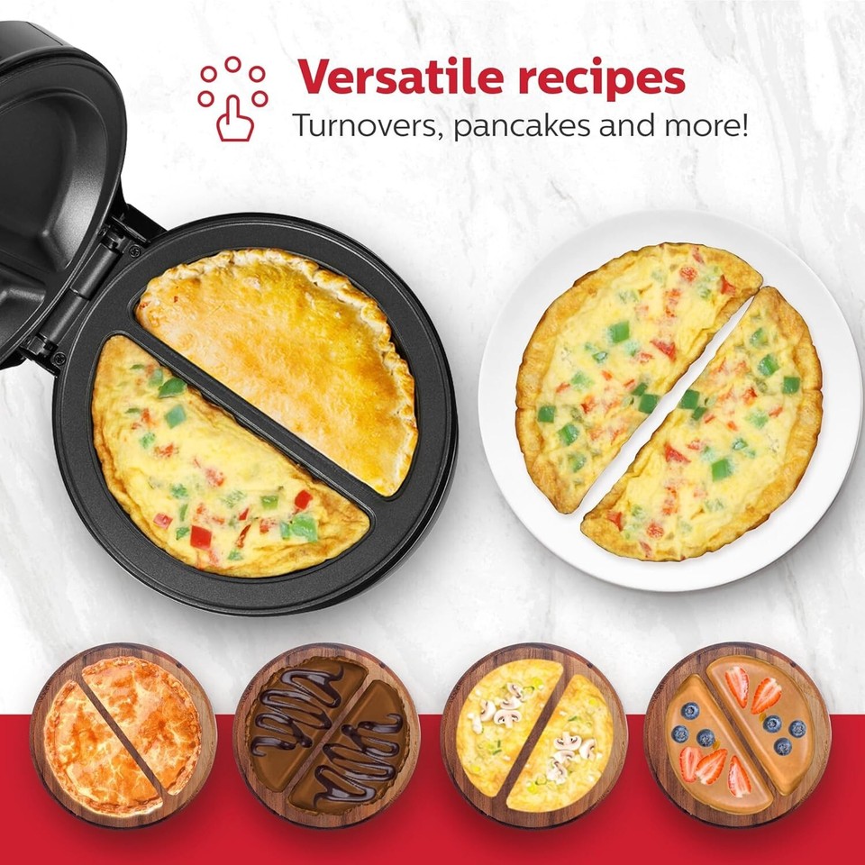 HOLSTEIN HOUSEWARES Omelet Maker Black Stainless Steel 2-Non-Stick ...