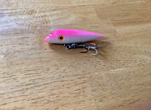 VINTAGE LUHR JENSEN J-Plugs-Hot Pink Scaled GLOW Color Pattern w/Hook ...