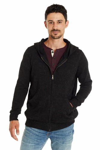 Invisible World Men's Hoodie 100% Alpaca Wool Sweater Zip Up w Pockets ...