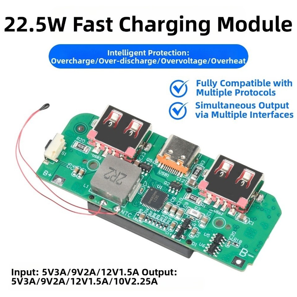 22 5W Power Bank Motherboard Fast Charge Module With Digital Screen USB ...