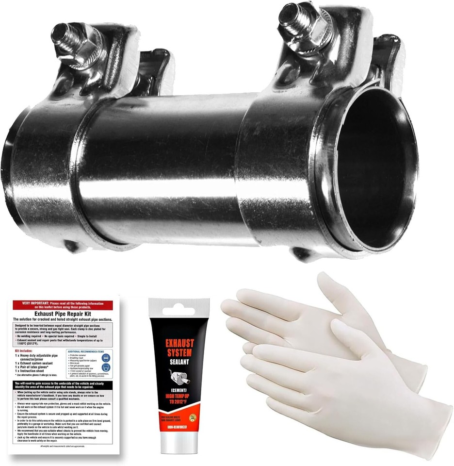E-TECH Exhaust Repair Kit - Fits Exhaust Straight Pipe Diameters 38mm ...