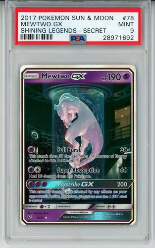 2017 Pokemon Shining Legends Mewtwo GX #78 Geheimnis Selten PSA 9 Mint ...