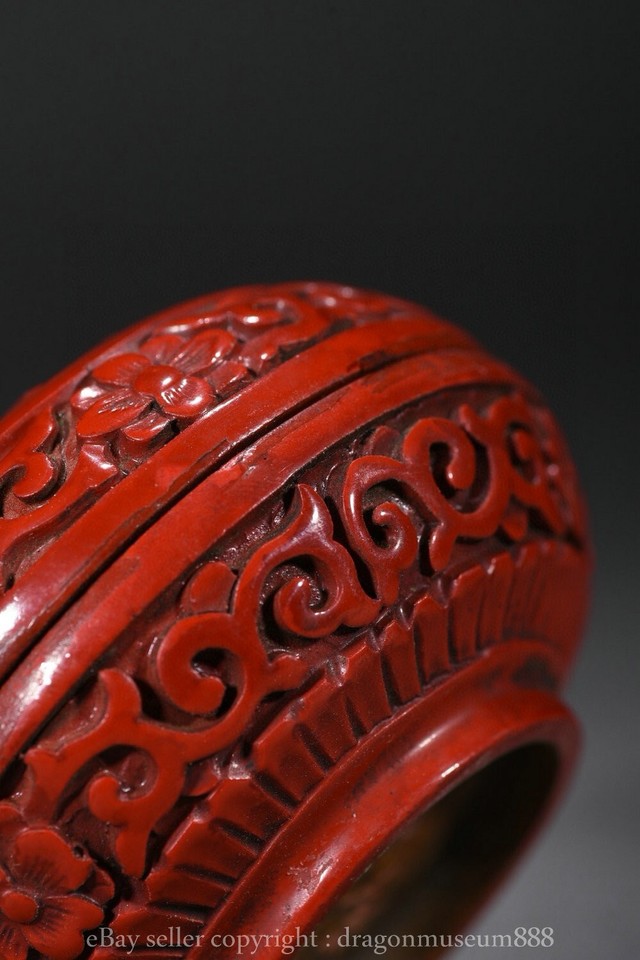 2.8" Rare Old Chinese Red Lacquer Ware Wood Lotus Flower Jewelry Box | eBay