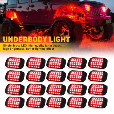 4-20X Pure Red LED Rock Lights Underglow Underbody Under Car Truck Glow ...