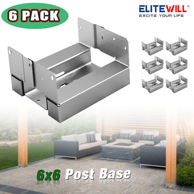 6Pcs 6x6 Concrete Deck Post Anchor Base Adjustable Metal Post Bracket ...