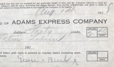 Antique 1918 Adams Express Co Billhead Receipt 3.5x8.5 Transportation ...