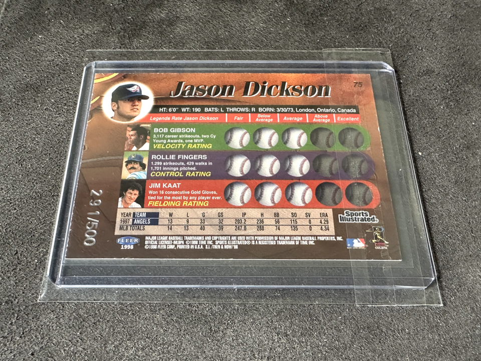 Jason Dickson 1998 Fleer Sports Illustrated Then & Now Extra Edition ...