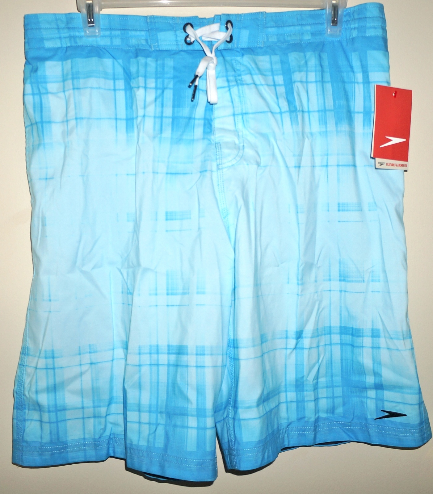 SPEEDO Men's Dip-Dye Plaid E-Board Shorts "COASTAL SKY" Blue XL NWT ...