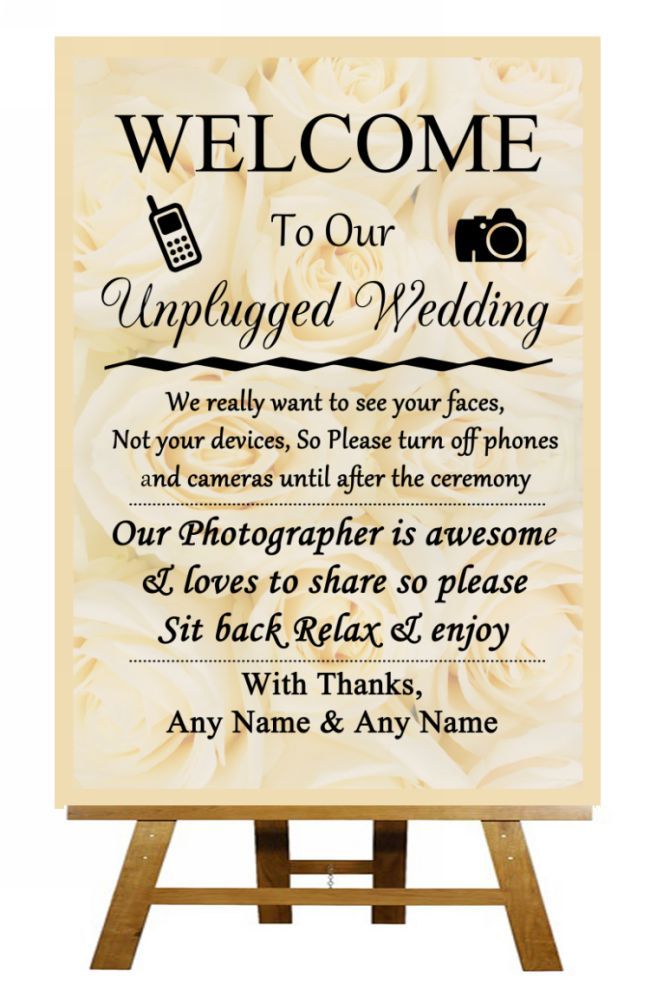 Unplugged Ceremony Sign No Phone Wedding Sign No Camera