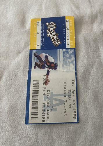 April 6 1999 Used LA Dodgers VS D Backs Game Season Ticket Stub Vintage ...