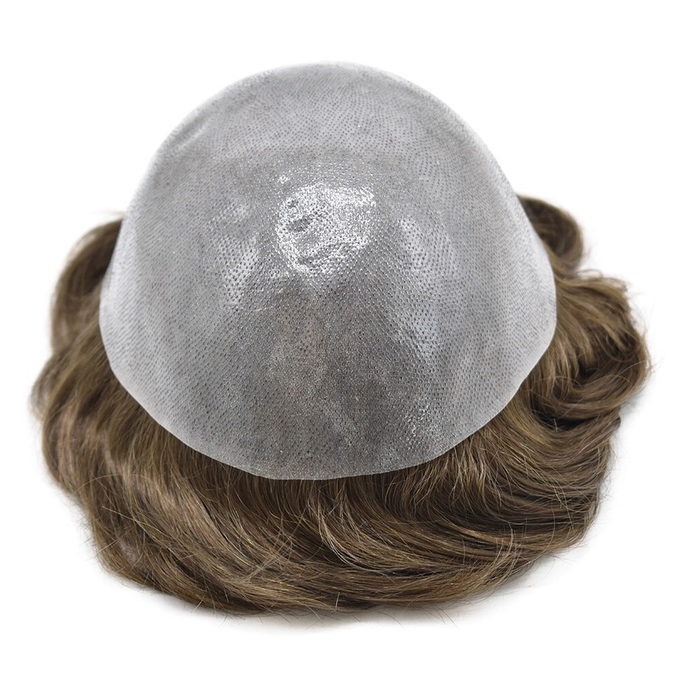 Mens Toupee Full Poly Hairpiece All Skin PU Human Hair Replacement ...