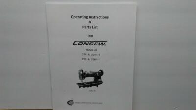 Consew 224, 225 &226 Sewing Machine Operator & Parts Manual | eBay