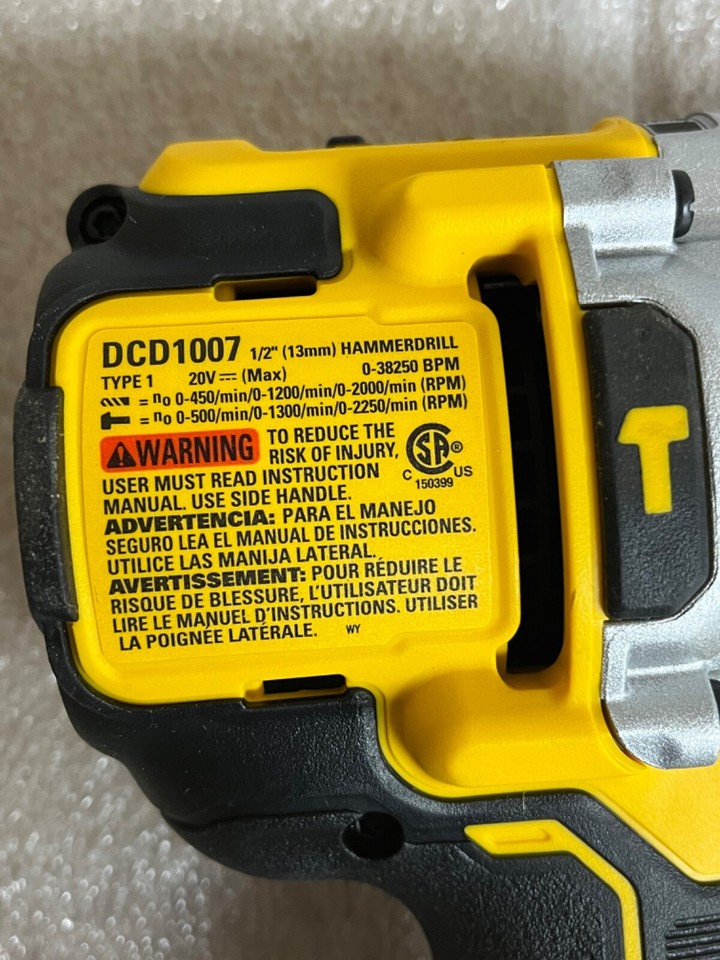 NEW 2025 DeWalt 20V XR DCD1007B 1/2" HIGH TORQUE Hammer Drill No Handle ...