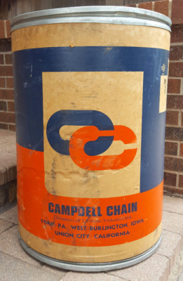 VTG Cardboard Shipping Barrel 26.5" Tall 19" Radius-Campbell Chain ...
