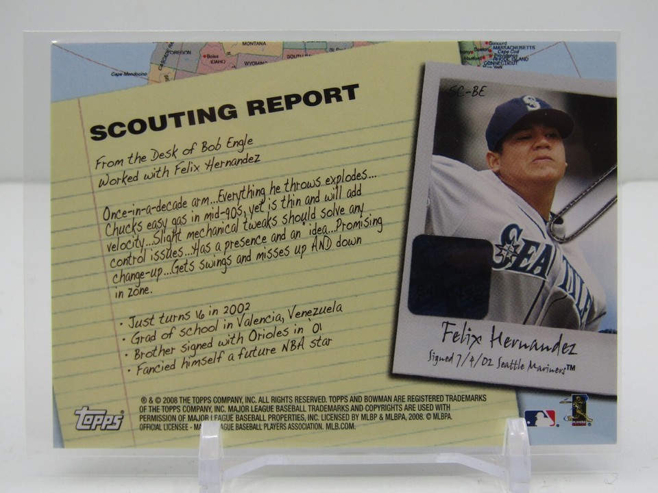 BOB ENGLE 2008 BOWMAN SCOUTING REPORT AUTOGRAPH AUTO! SEATTLE MARINERS ...