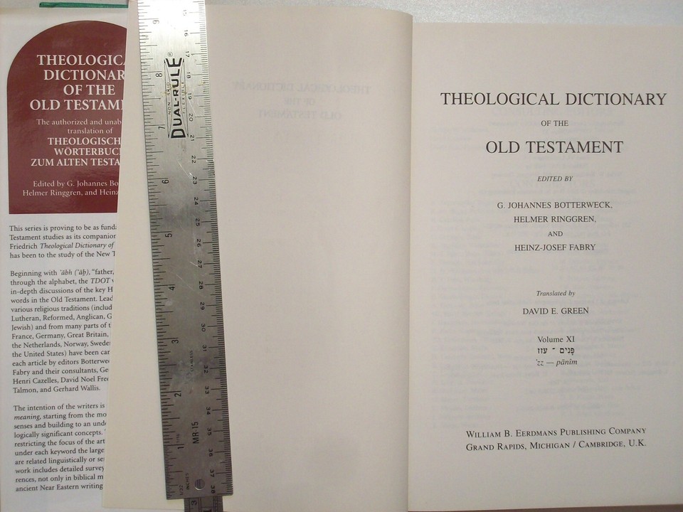 THEOLOGICAL DICTIONARY OF THE OLD TESTAMENT VOL 1 2 3 4 5 CHOOSE ...