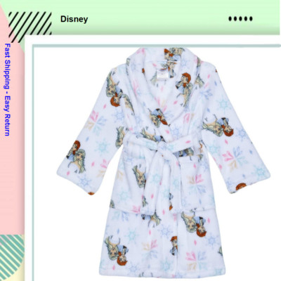 Disney Frozen AME Kid's Anna & Elsa Pastel Snowflakes Robe, White Minky ...