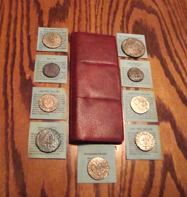 NINE VINTAGE COLONIAL COIN REPLICAS/50 YEAR OLD SET/MADE IN U.S.A ...