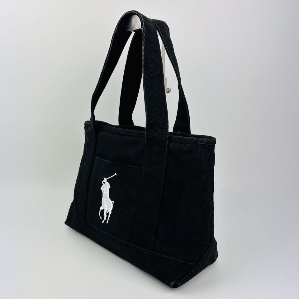 Polo Ralph Lauren logo embroidered black tote bag handbag Auth | eBay