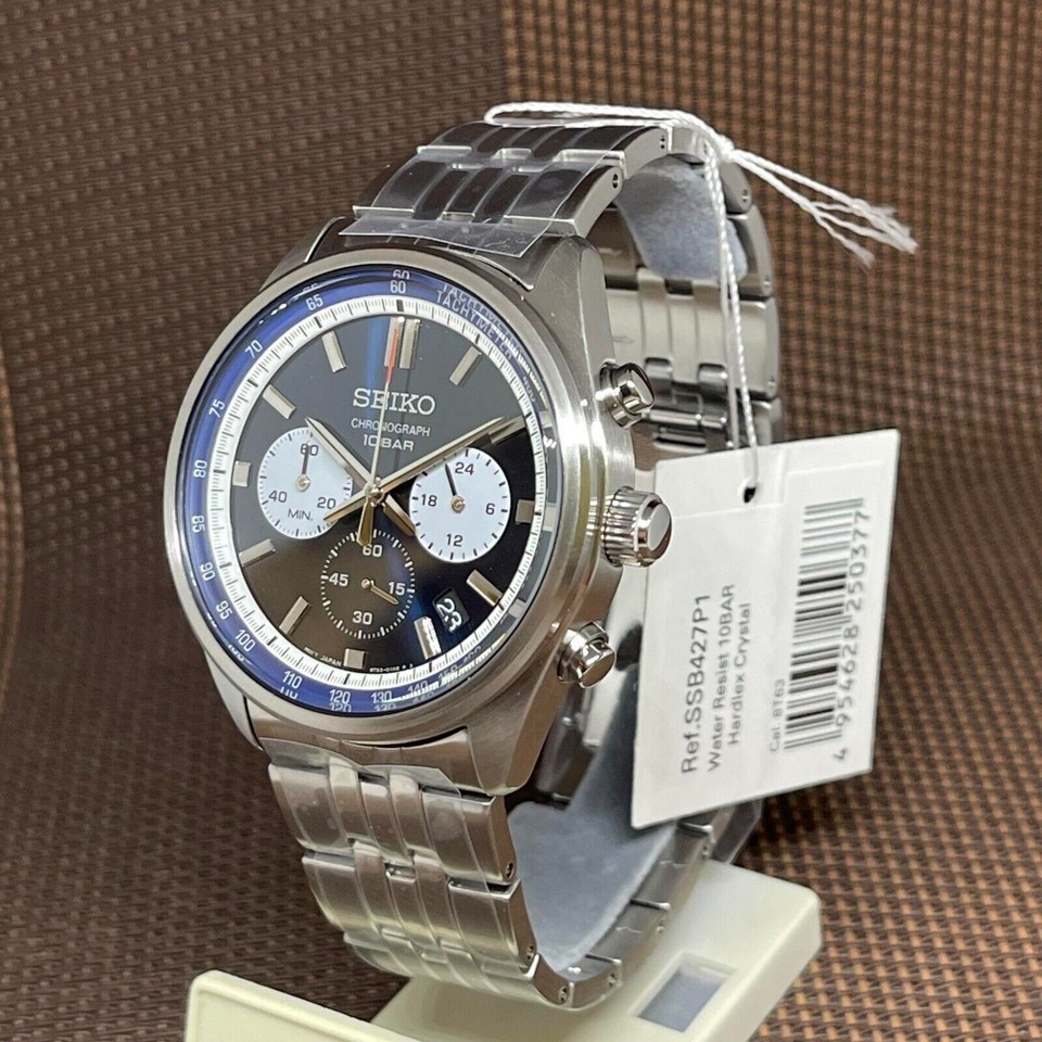 Seiko Chronograph SSB427P1 Quartz Stainless Steel Blue Dial Analog Men ...