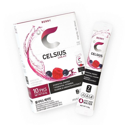 Celsius Energy Vitamin Drink Powder Berry Flavor, 45.0g (4.50g x 10p ...