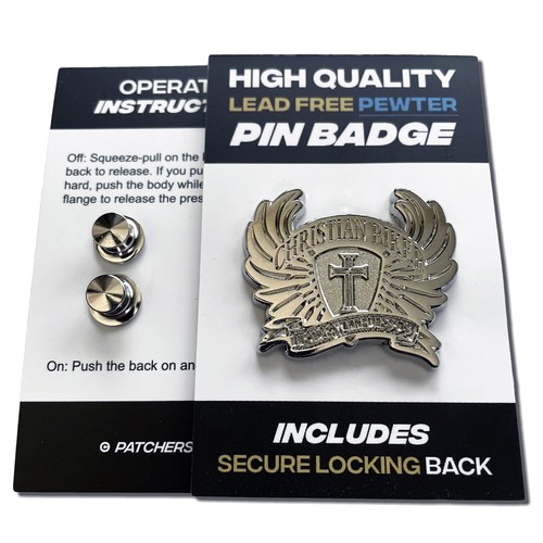 Christian Biker I Ride With Jesus 3D Polished Pewter Pin Badge and ...