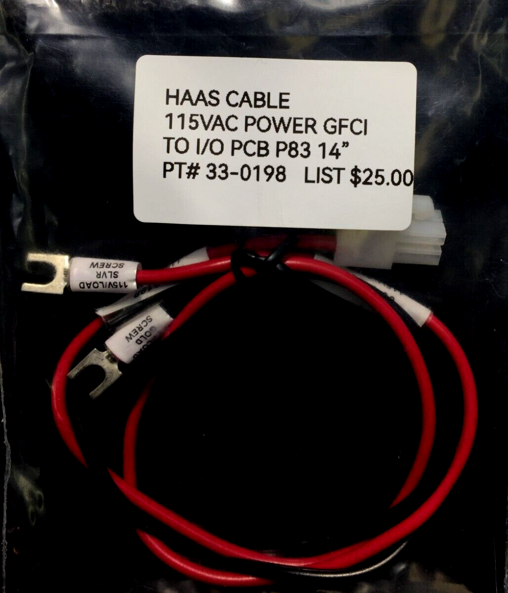 HAAS® CABLE 33-0198 115 VOLT POWER GFCI TOI I/O PCB P83 14" PT# 33-0198 ...