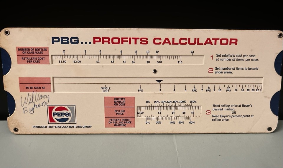 Vintage Pepsi-Cola Management Institute (PCMI) Profits Calculator. | eBay