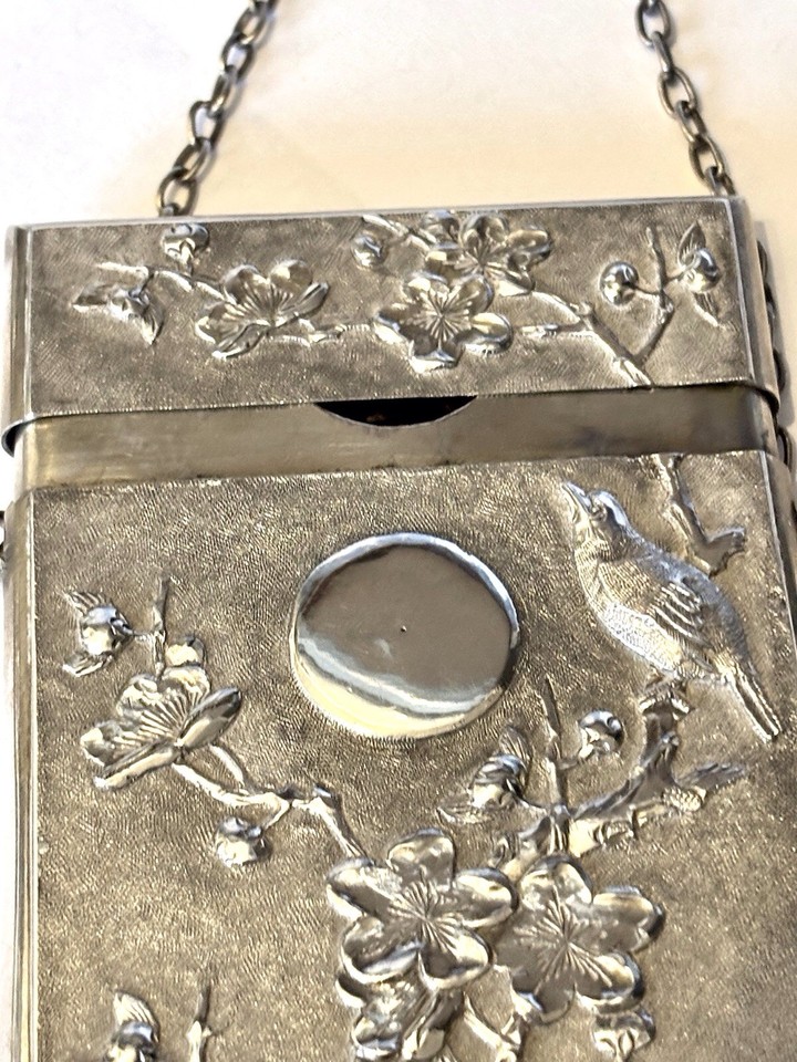 Antique Chinese Export Silver 90 Calling Card Case Birds Butterflies ...