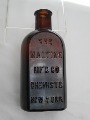 Amber 1890's THE MALTINE MF'G CO CHEMISTS NEW YORK Embossed Bottle | eBay