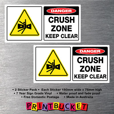 Crush zone sticker twin pack 150mm quality water/fade proof vinyl ...