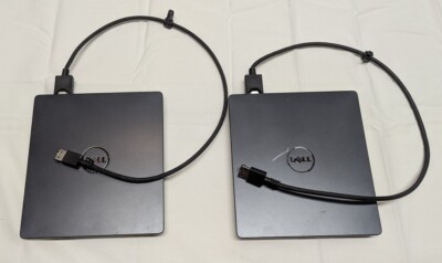 Two Dell eSATA external Super Multi DVD Rewriter Model K01B with cables ...